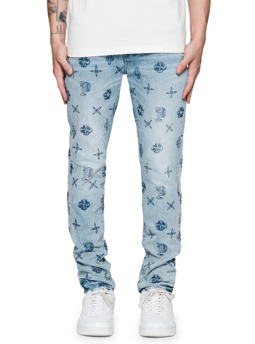 Purple Brand Jeans Outlined Monogram Light Indigo P001 Omli423 Vengeance78