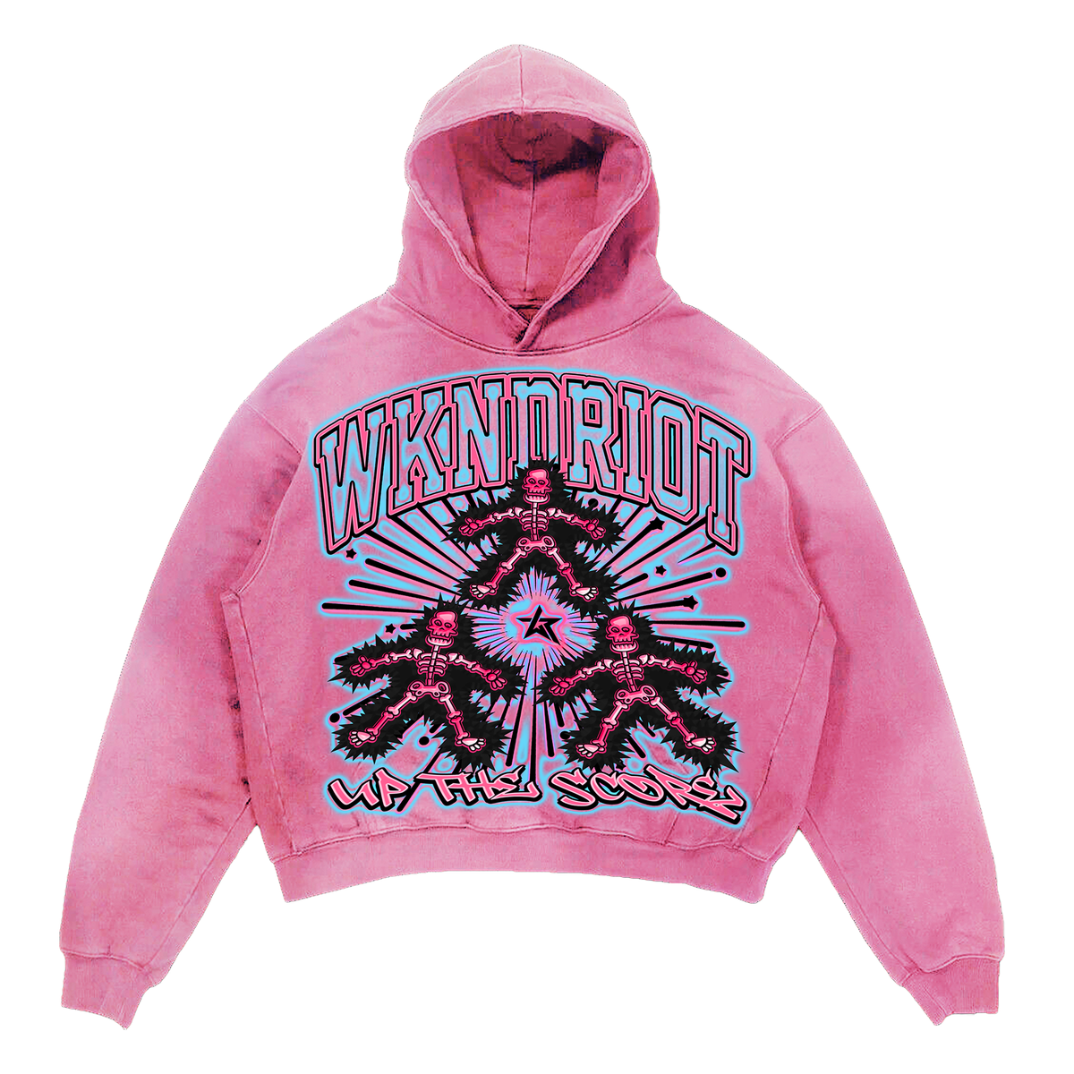 Wknd Riot Hoodie - Up The Score Sweats - Pink – Vengeance78