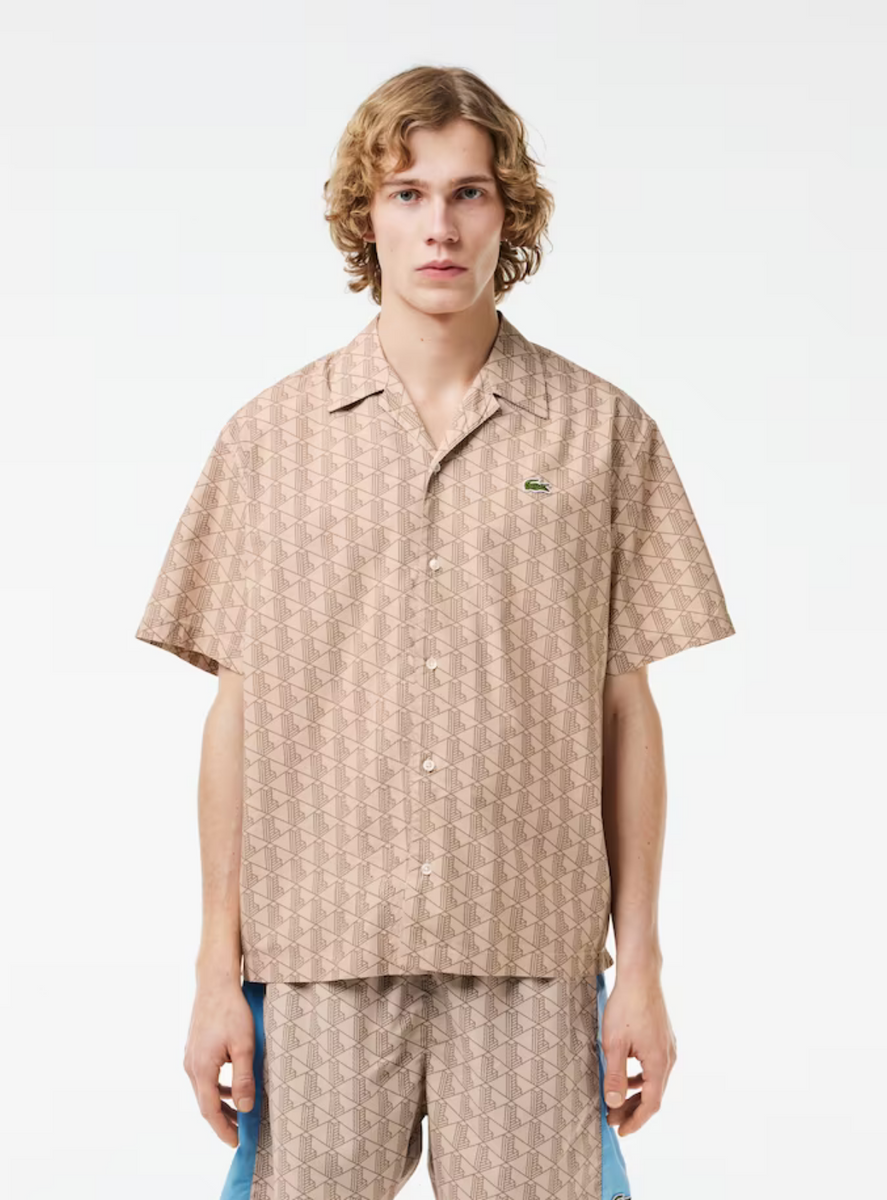 Lacoste Short Set - Men's Short Set Sleeved Monogram Print - Brown IRP ...