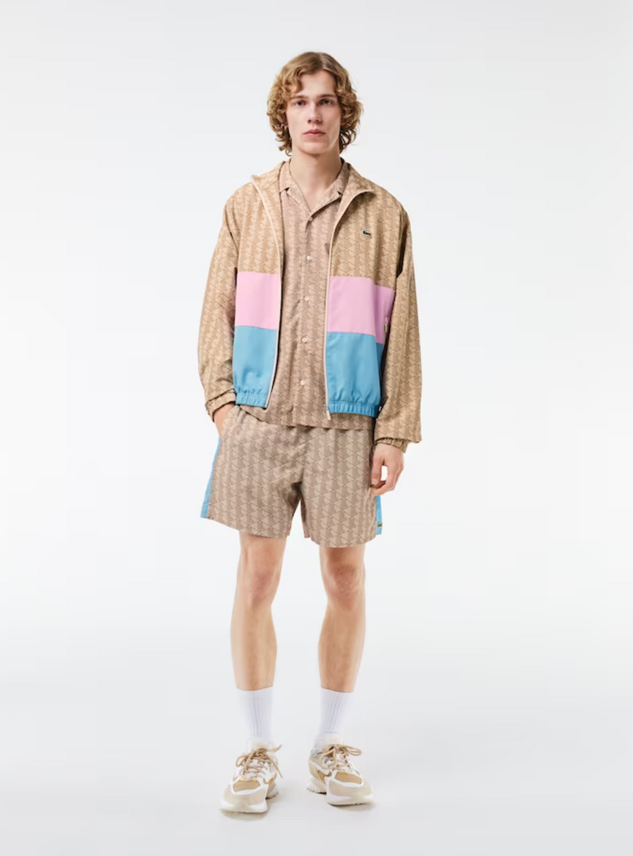 Lacoste Short Set - Men's Short Set Sleeved Monogram Print - Brown IRP ...