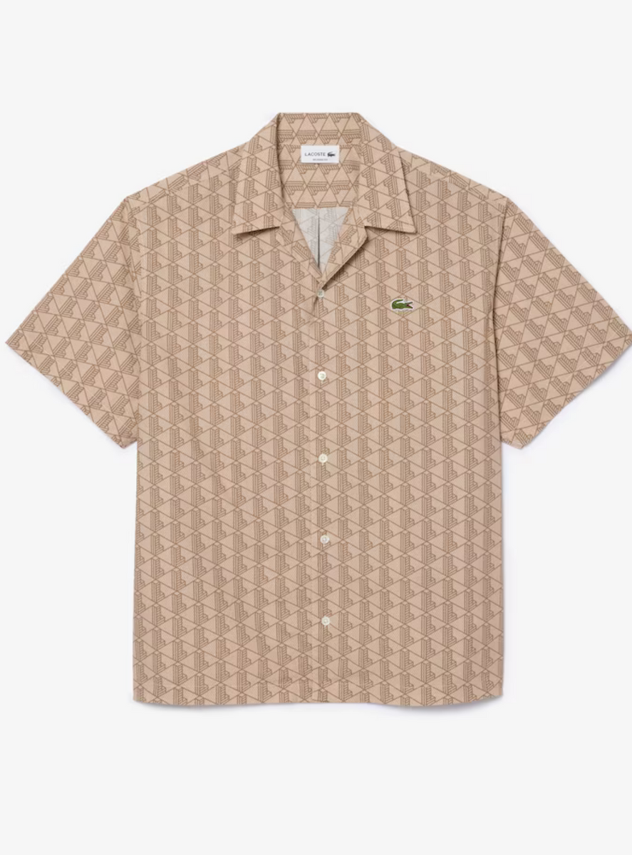 Lacoste Short Set - Men's Short Set Sleeved Monogram Print - Brown IRP ...