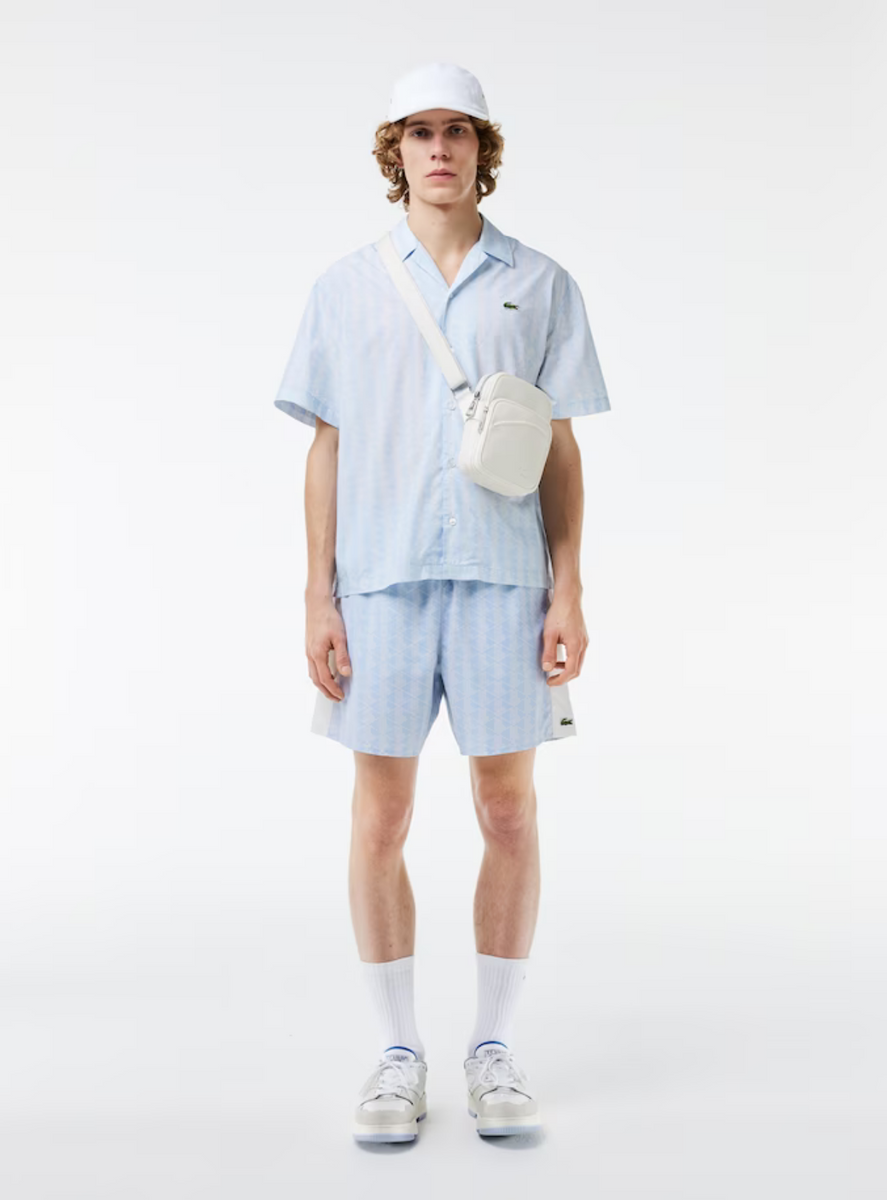 Lacoste Short Set - Men's Short Set Sleeved Monogram Print - Light Blu ...