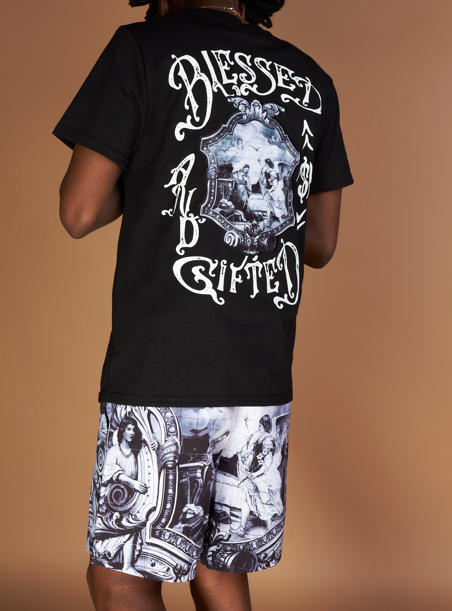Rebel Minds Short Set - Blessed Graphic - Black - 141-178 – Vengeance78
