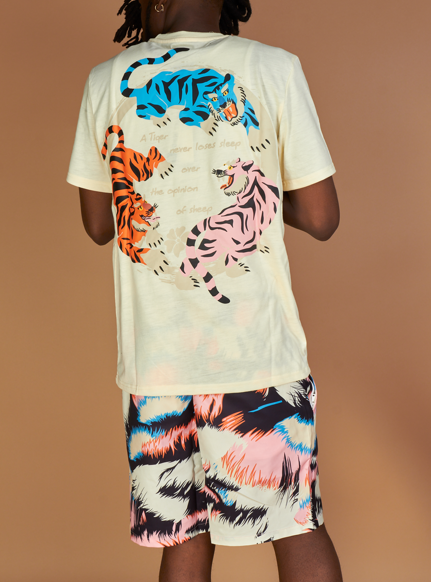 Rebel Minds Short Set - Multi Tigers - Cream - 141-185 – Vengeance78