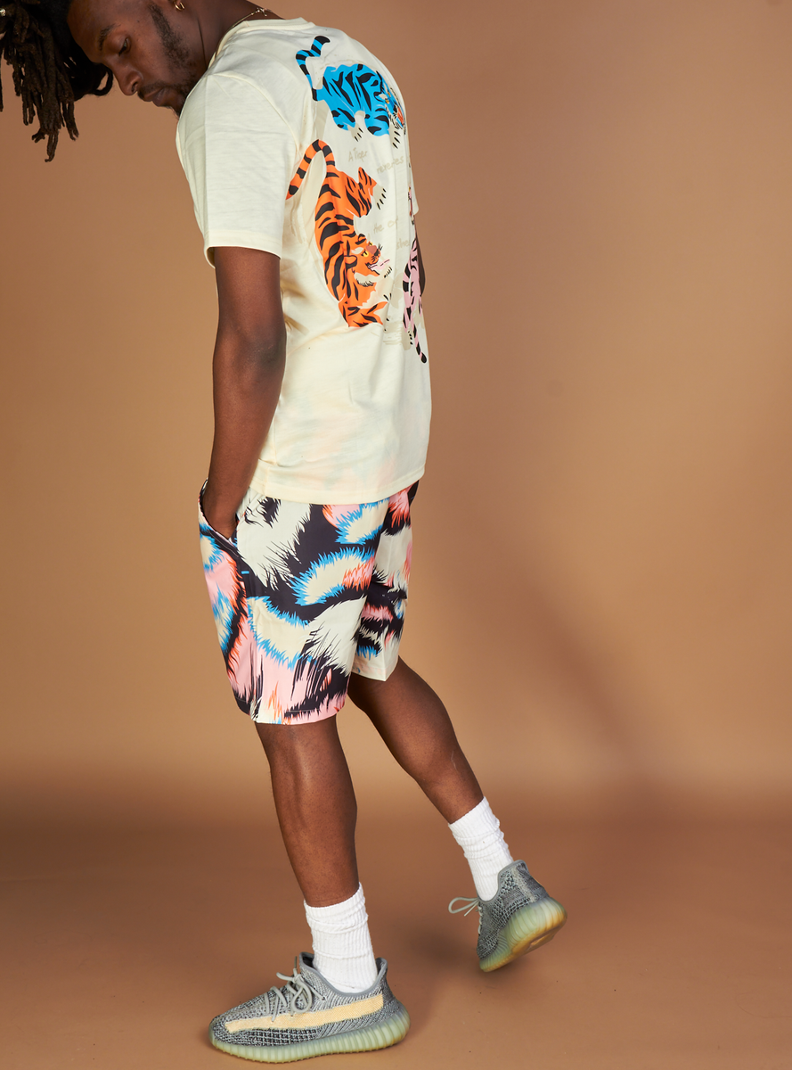 Rebel Minds Short Set - Multi Tigers - Cream - 141-185 – Vengeance78