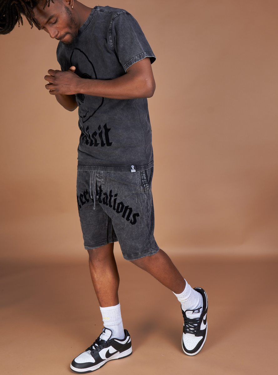 Rebel Minds Short Set - Illicit Puff Print - Black Wash - 141-163 ...