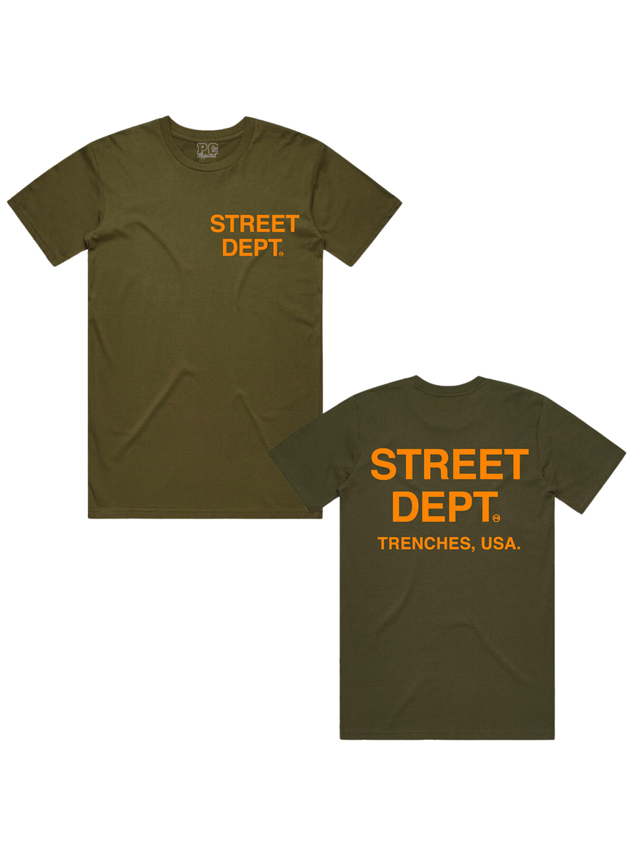 Pg Apparel T-Shirt - Street Dept - Olive\Orange - STDPT100 – Vengeance78