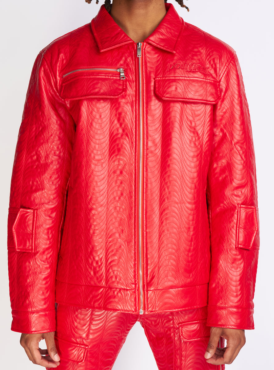 Politics Jacket - Cargo Zip-Up PU Leather - Murphy - Red - 572 ...