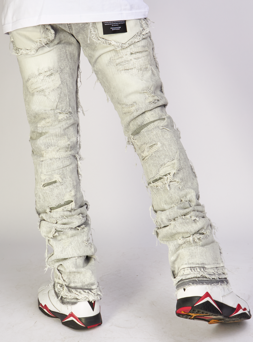 Focus Jeans - Heavy Distressed Stacked Denim - Lt. Grey - 3498C ...