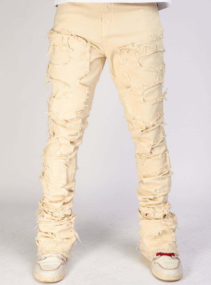 Focus Jeans - Distressed Super Stacked - Beige - 3445C – Vengeance78