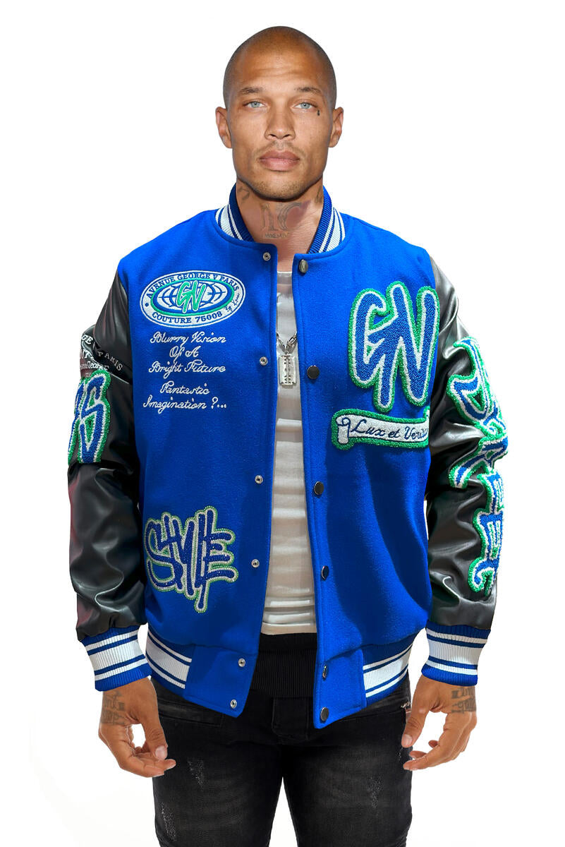 George V Jacket - Bright Future Varsity - Blue And Black - GV5004 ...