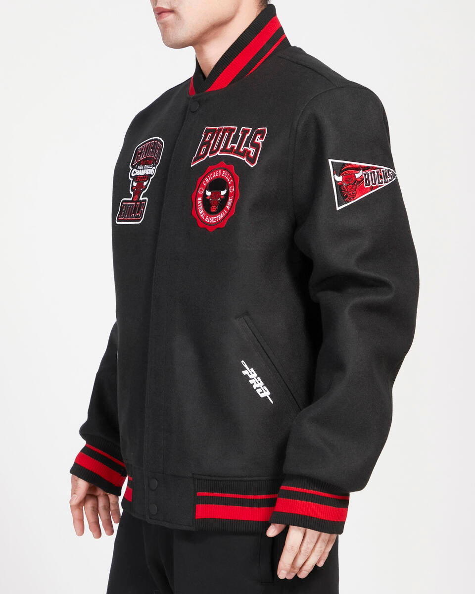 Pro Standard Jacket - Crest Emblem Wool Varsity - Chicago Bulls - Blac ...