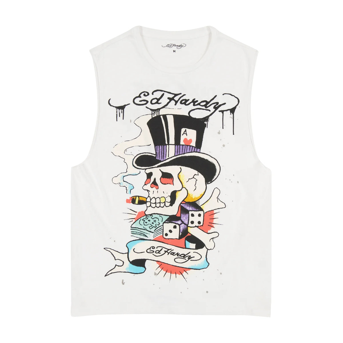 Ed Hardy Tank Top - Skull Tophat - White - EHMD1000-8 – Vengeance78