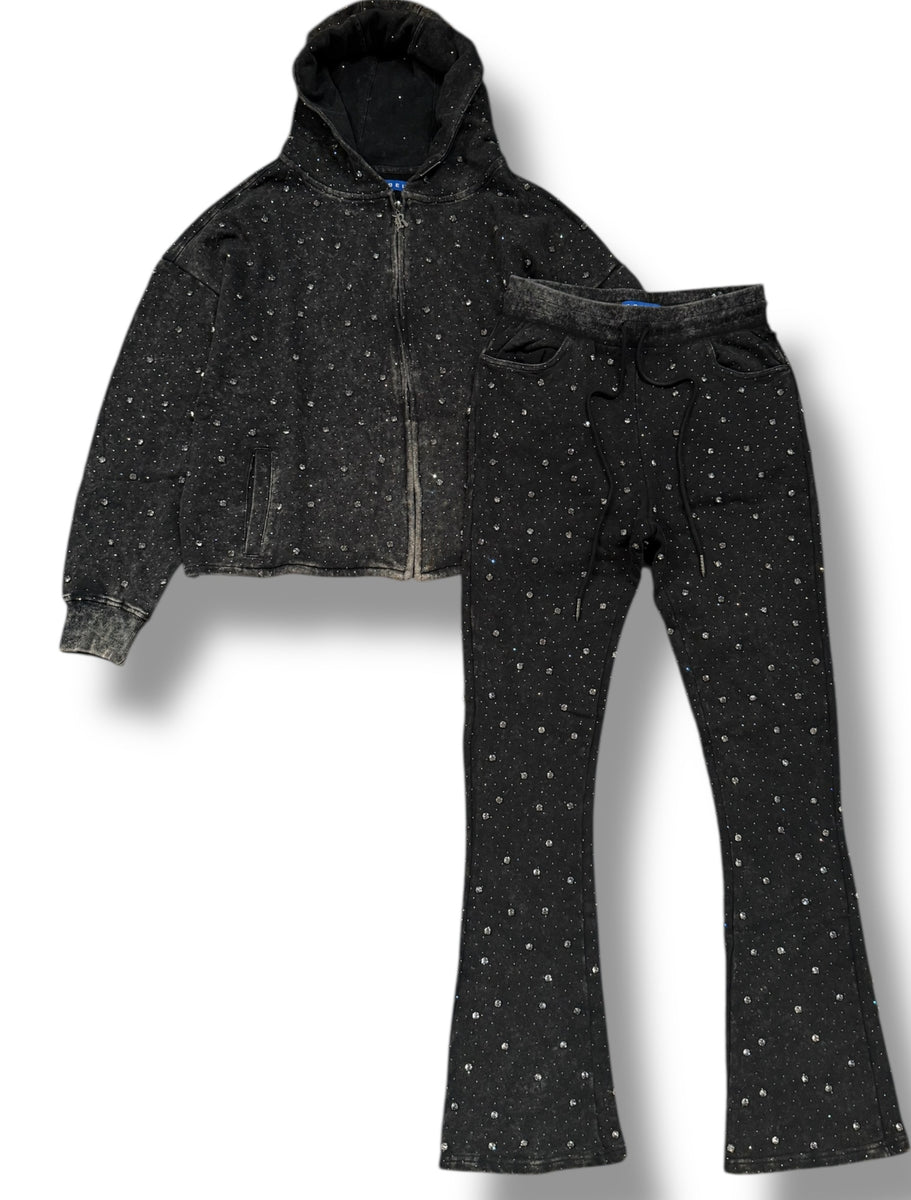 Rebel Denim Sweatsuit - Diamond Fleece - Black - 652-355 – Vengeance78