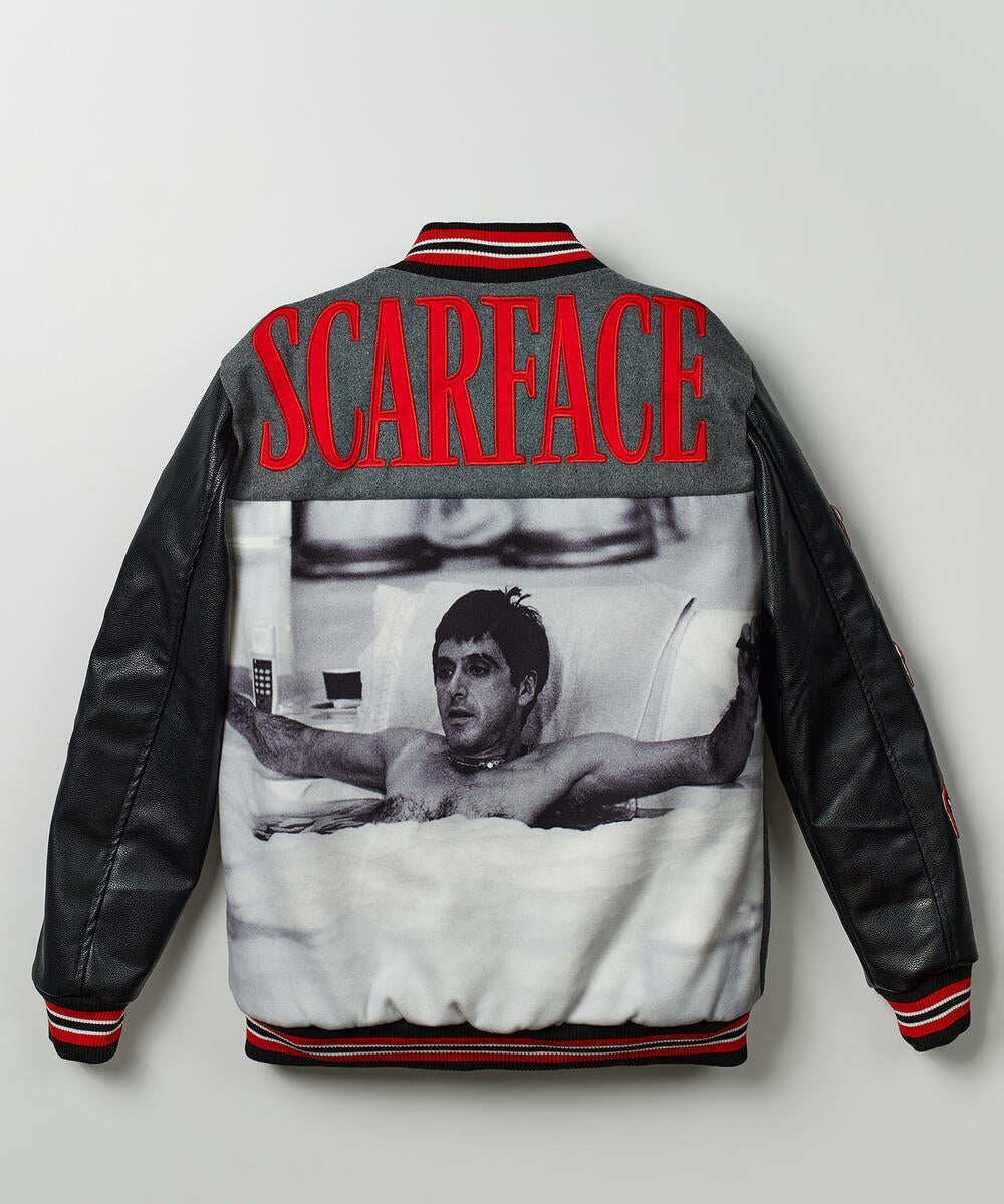 Reason Jacket - Scarface PU Varsity - Grey And Red - VJ-03 – Vengeance78