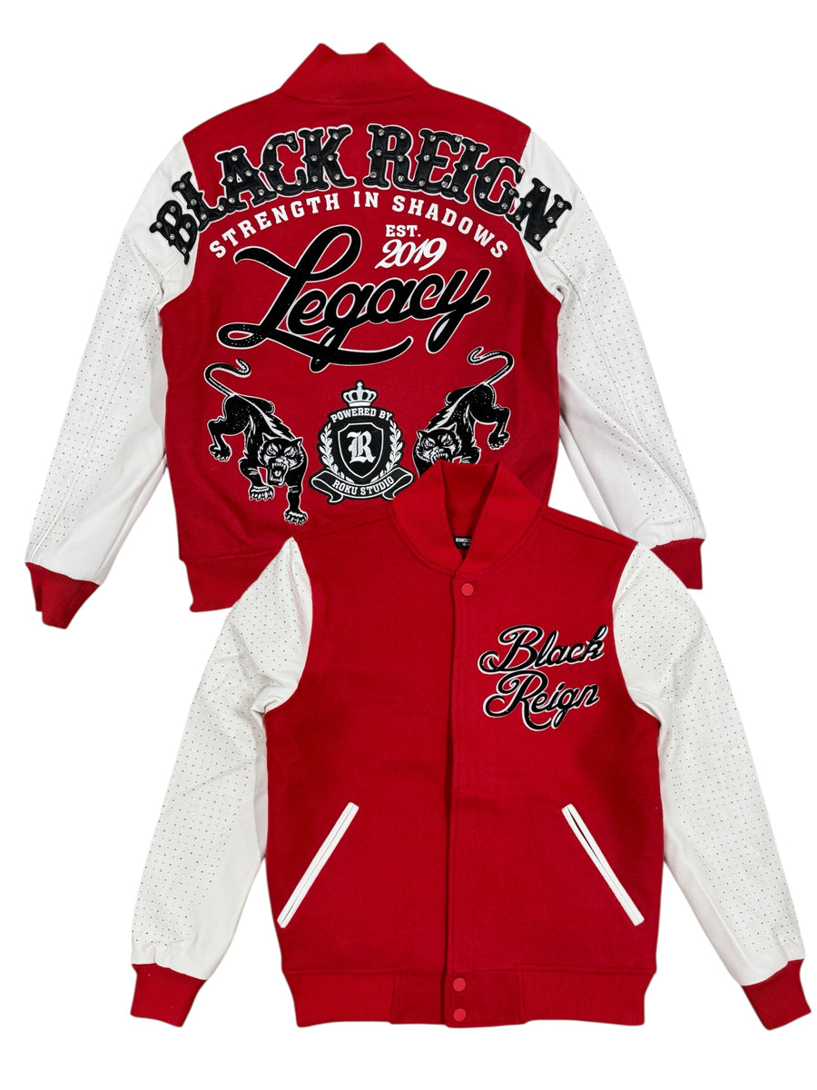 Roku Studio Jacket - Black Reign Rhinestone Varsity - Red - RK6481898 ...