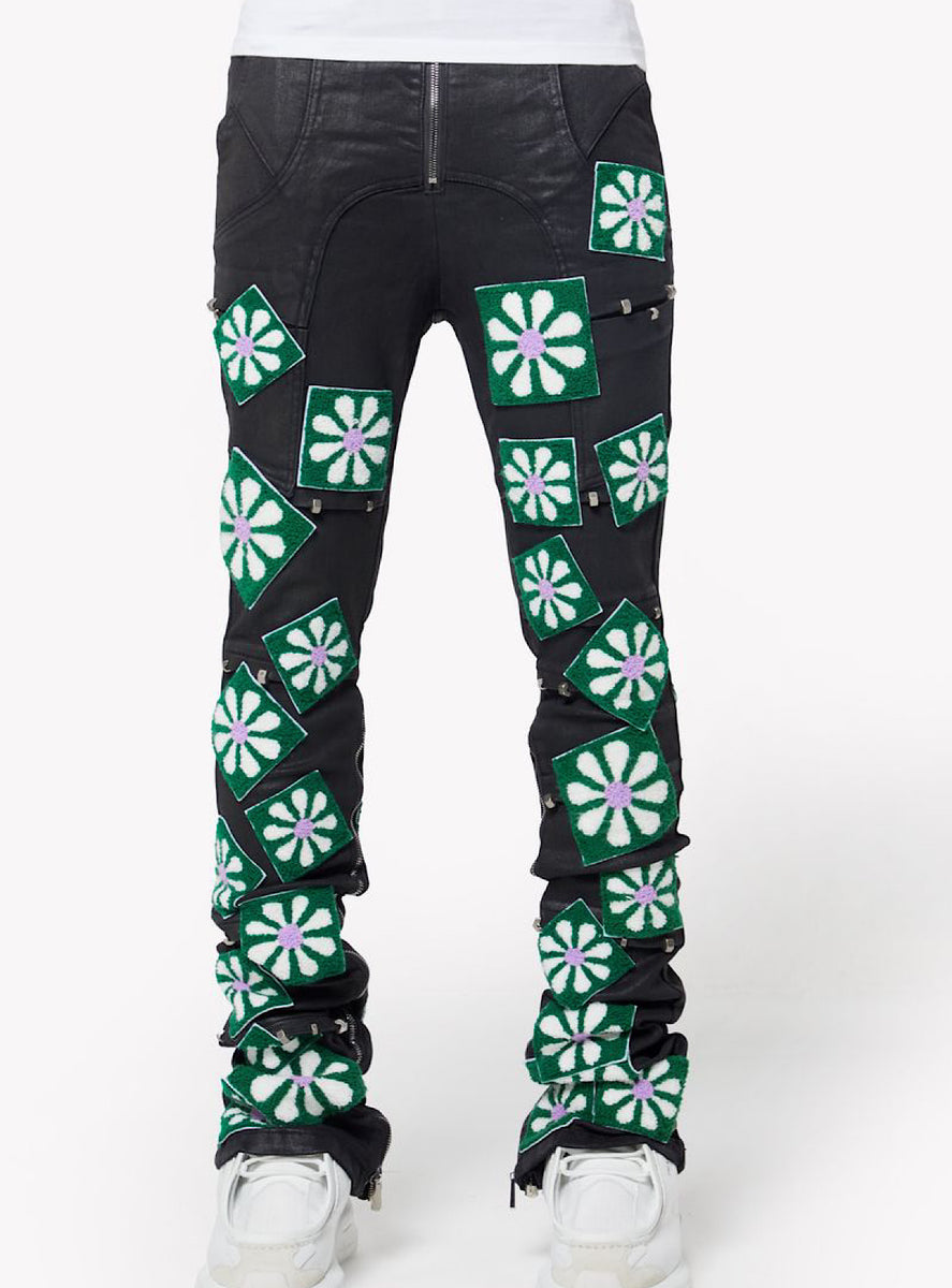 Guapi Jeans - Obsidian Waxed Flower - Black And Teal – Vengeance78