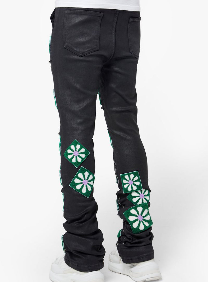 Guapi Jeans - Obsidian Waxed Flower - Black And Teal – Vengeance78