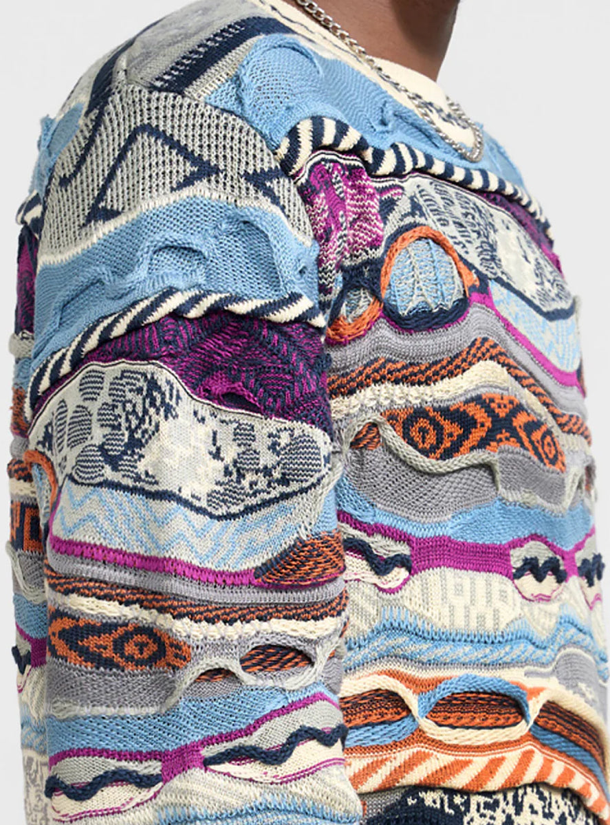 Coogi Sweater - Robina Crewneck - Cream And Purple - C23105 – Vengeance78