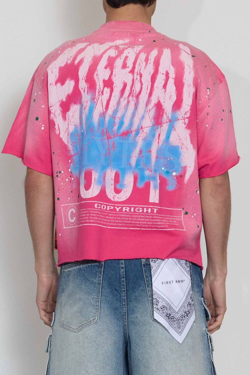 First Row T-Shirt - FR Cropped Mini Terry Tee - Pink - FRM3014A ...
