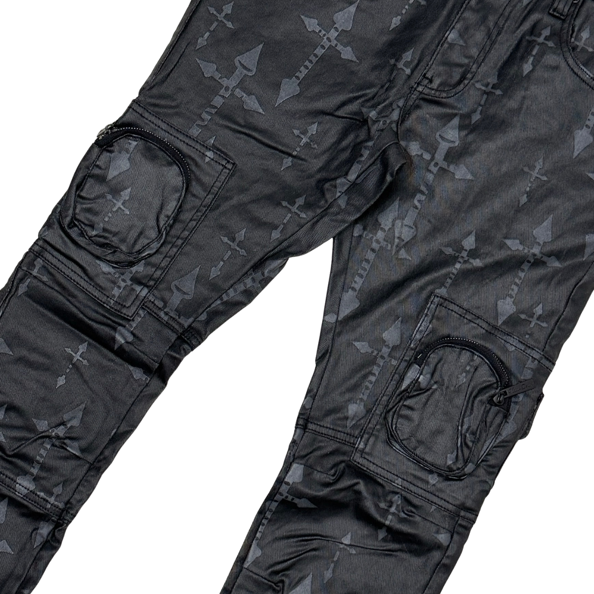 Vicious Jeans - Wax Coated And Cross Printed Flare - Black - VC1033 ...