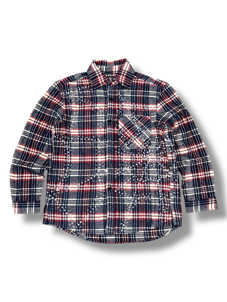 Roku Studio Shirt - Rhinestones Flannel - Navy And Burgundy - RK648181 ...