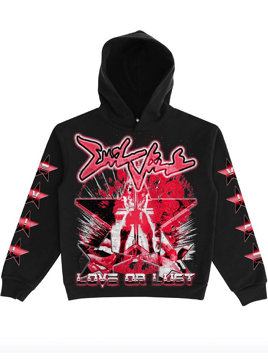 Evil Vice Hoodie - Love Or Lust - Black And Red - VICE23 – Vengeance78