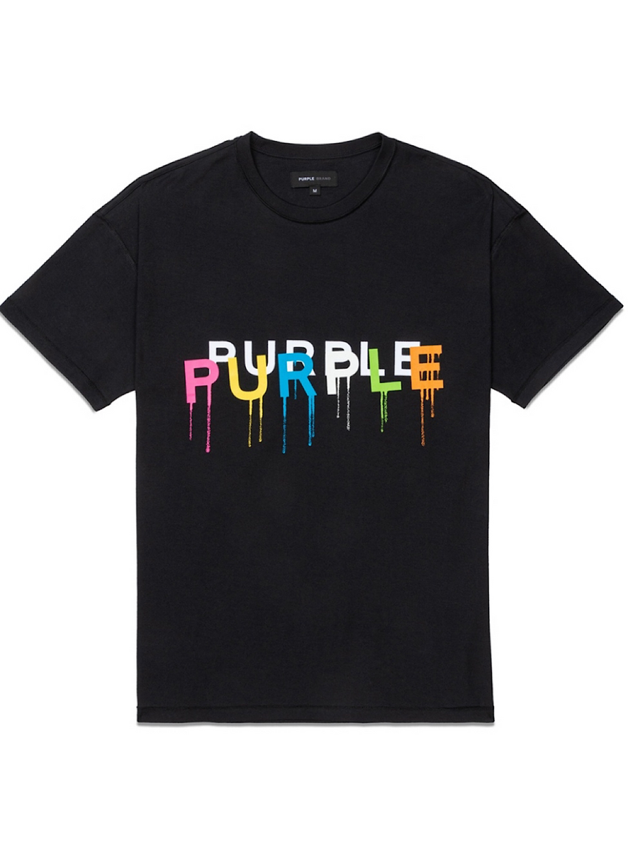 Purple-Brand T-Shirt - Textured Inside Out - Black And Multi - P101-JB ...
