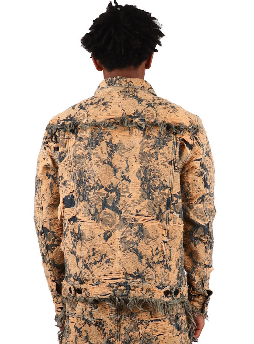 Majestik Jean Jacket - Heavy Jacquard - Rust Grey And Yellow - DL2370 ...