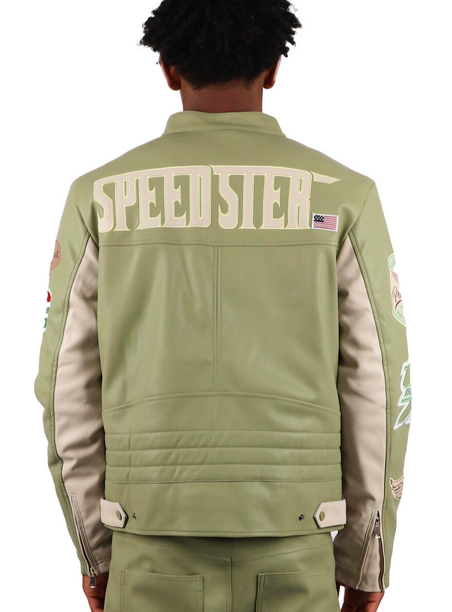 Majestik Jacket - Leather Moto Racing - Olive - JJ2321 – Vengeance78