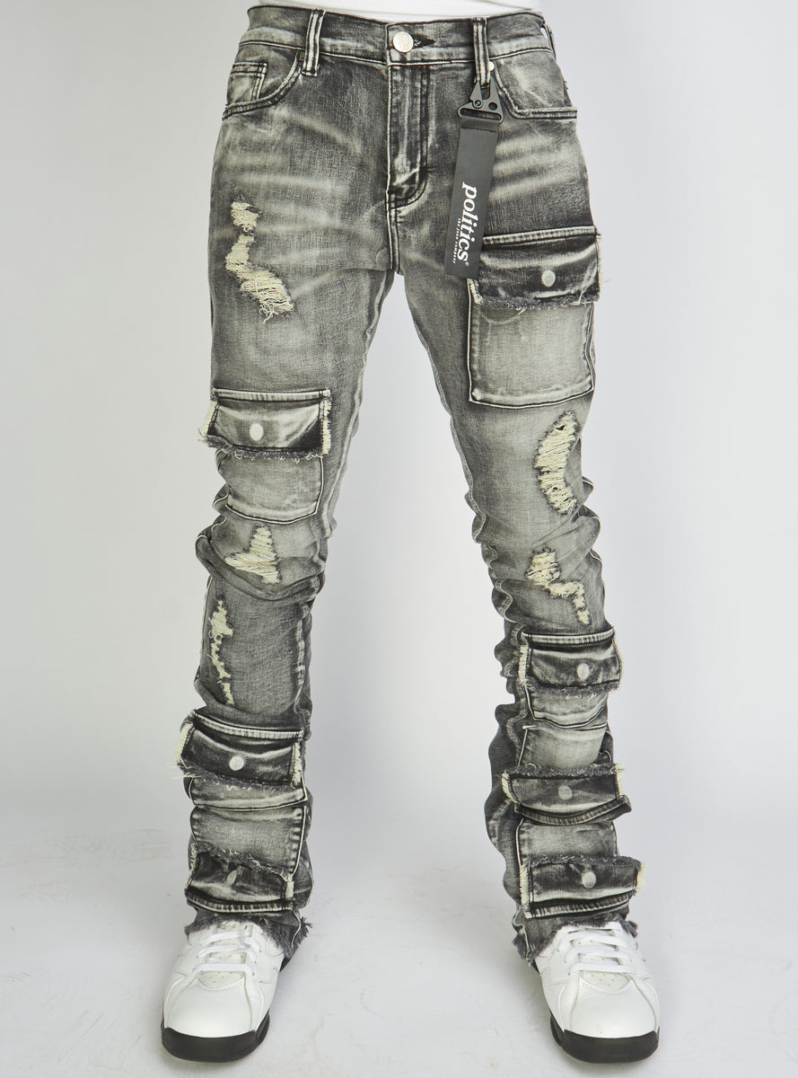 Politics Jeans - Marcel - Dark Grey Wash - Super Stacked Cargo - 514 ...