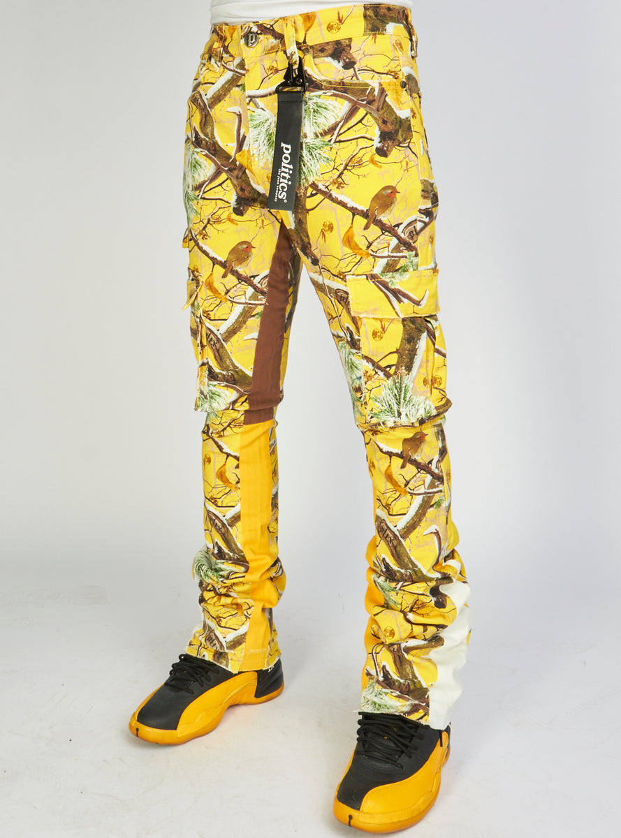 Politics Jeans - Mott - Yellow Camo - Cargo Stacked Denim - 516 ...