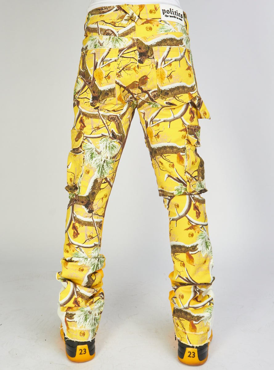 Politics Jeans - Mott - Yellow Camo - Cargo Stacked Denim - 516 ...