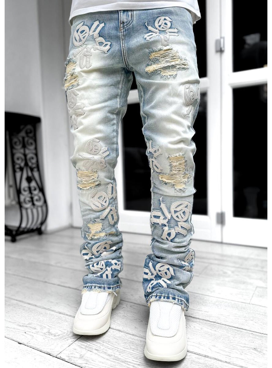 Guapi Jeans - Logos Stacked Denim - Powder Blue - GUAP31 – Vengeance78