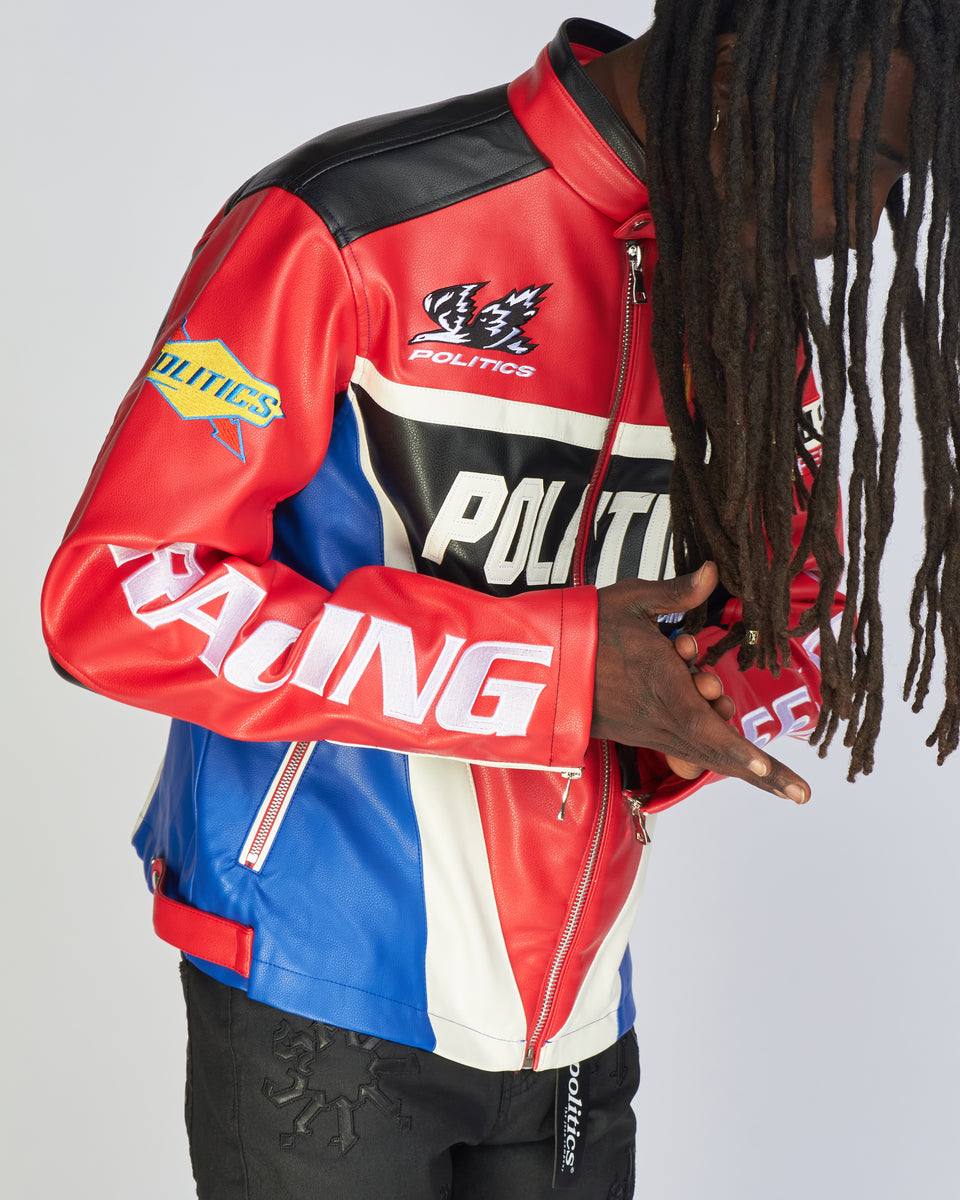 Politics Jacket - Leather Moto Racing - Beloved - Red And Black - 571 ...