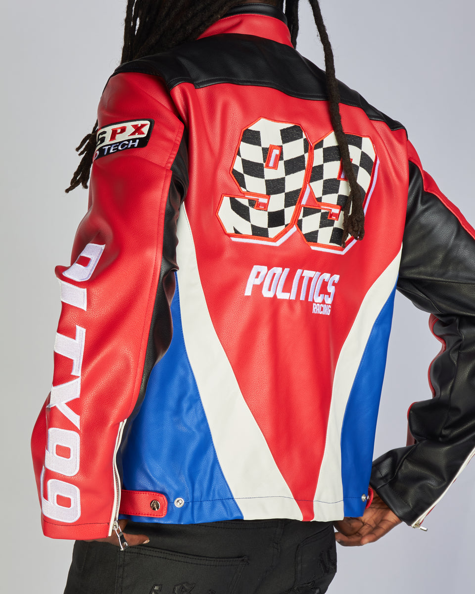 Politics Jacket - Leather Moto Racing - Beloved - Red And Black - 571 ...