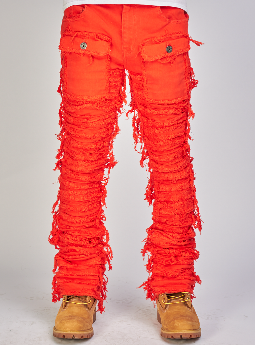 Majestik Jeans - Nirvana Rip and Frayed Stacked Pants - Orange - DL226 ...