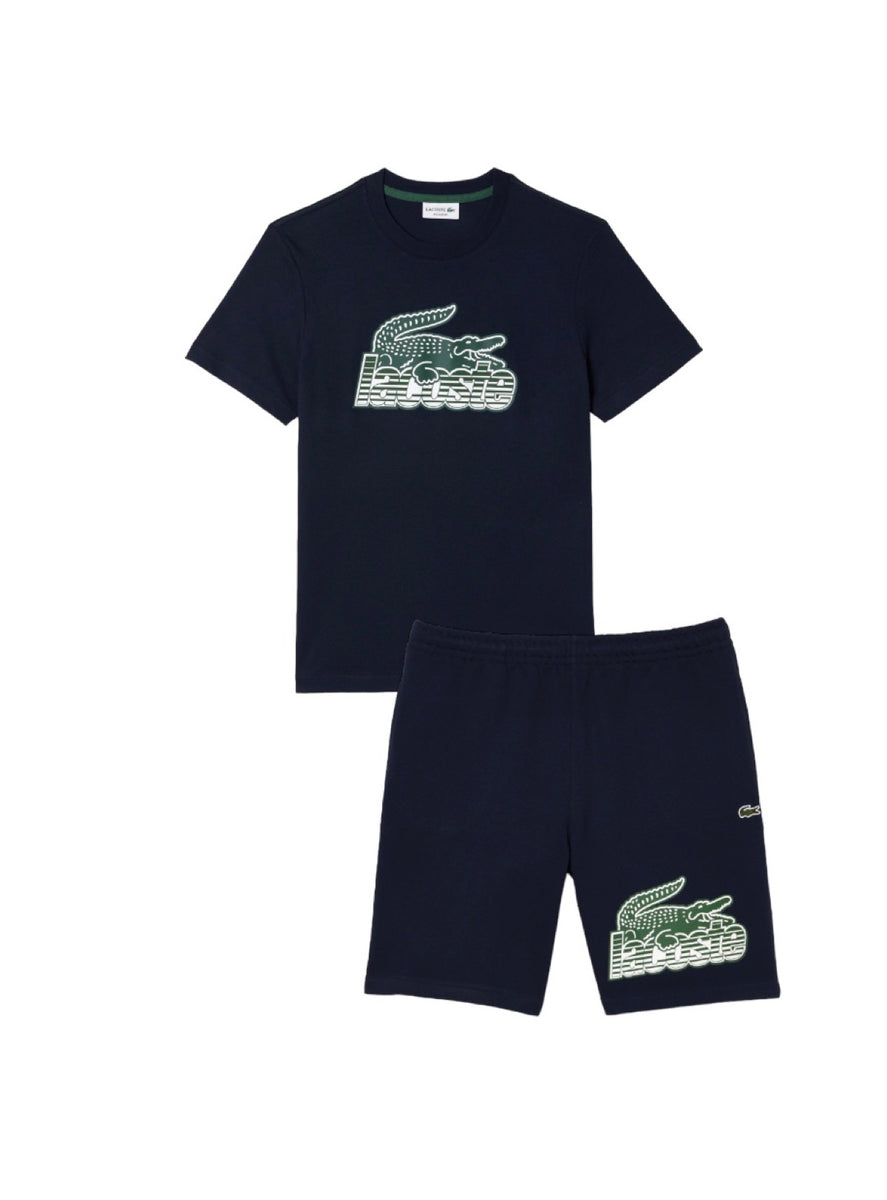 Lacoste Short Set - Ombré Striped Logo - Navy Blue-166 - TH5070 51 166 ...