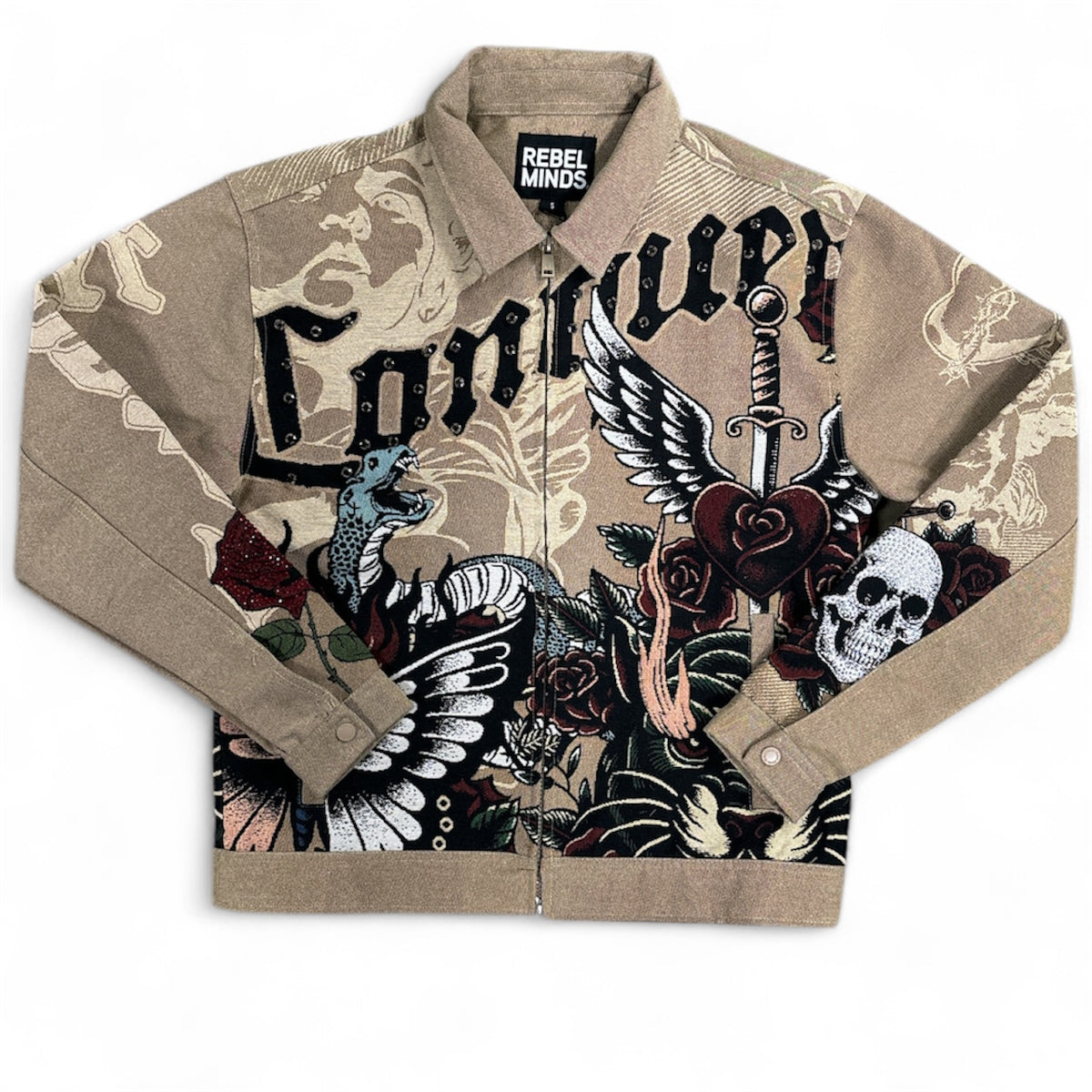 Rebel Minds Light Jacket - Conquer Tapestry - Taupe - 152-554 – Vengeance78