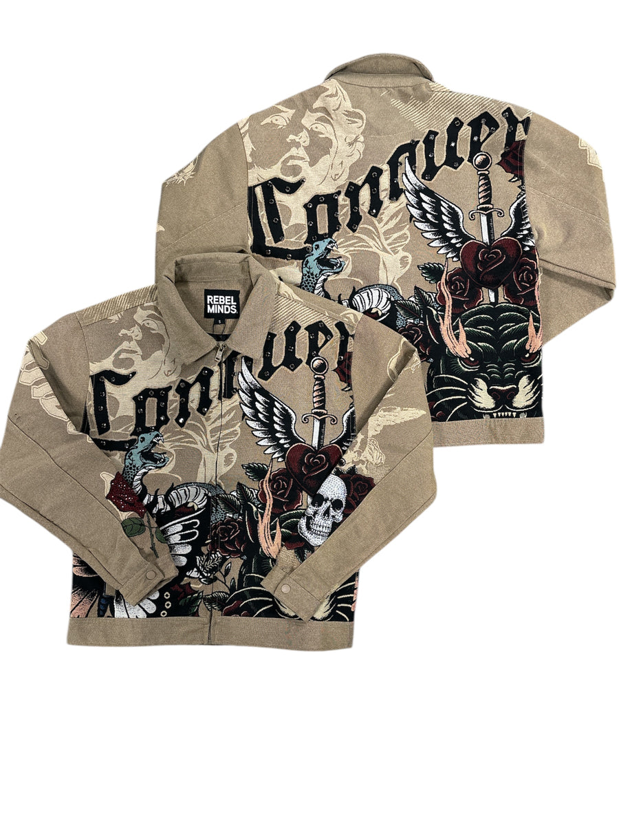Rebel Minds Light Jacket - Conquer Tapestry - Taupe - 152-554 – Vengeance78