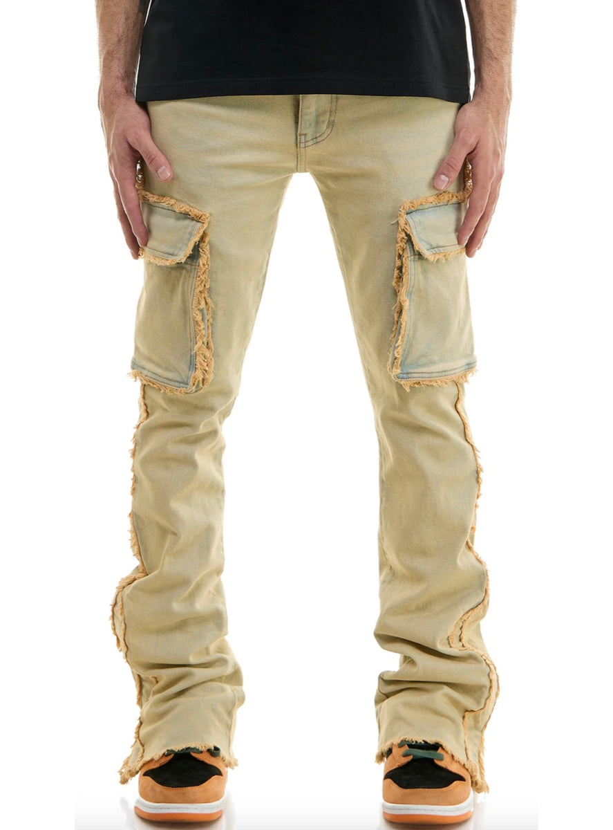 KDNK Jeans - Raw Edge Skinny Flare Cargo - Blue - KND4620 – Vengeance78