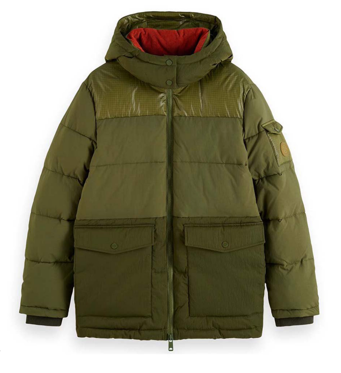 Scotch & Soda Jacket - Mid Length Puffer - Army Green - 174395 ...