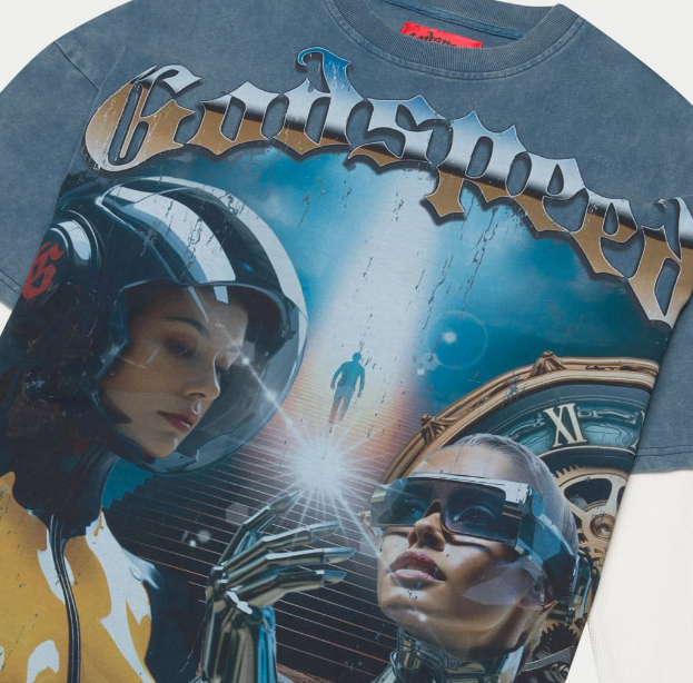 GodSpeed T-Shirt - Chosen-One-Layered-T-Shirt - Blue-Wash – Vengeance78