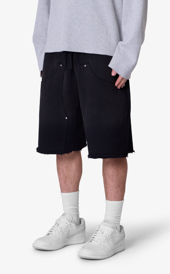MNML Shorts - West Double Knee Sweatshorts - Washed Black - M2024-Y879 ...