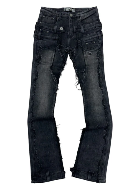 Vicious Jeans - Stacked Denim - Black Grey - VC675 – Vengeance78