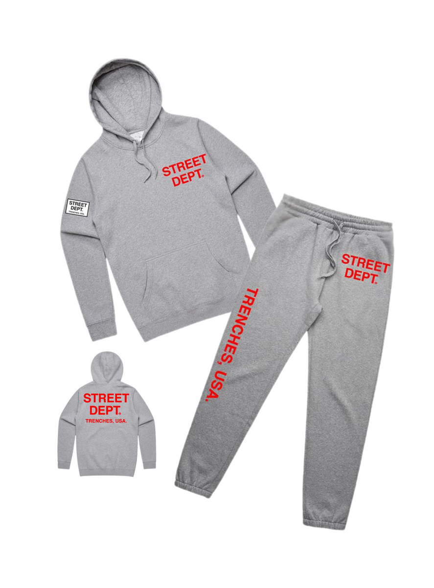 Pg Apparel Sweatsuit - Street Dept - Grey With Red – Vengeance78