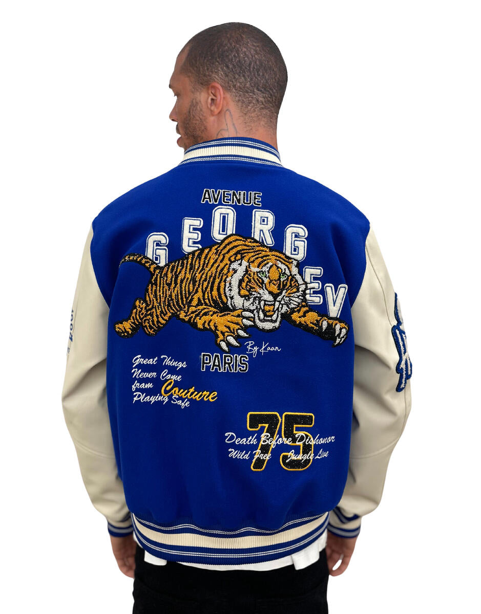 George V Jacket - You Only Live Once Varsity - Blue And White - GV5003 ...