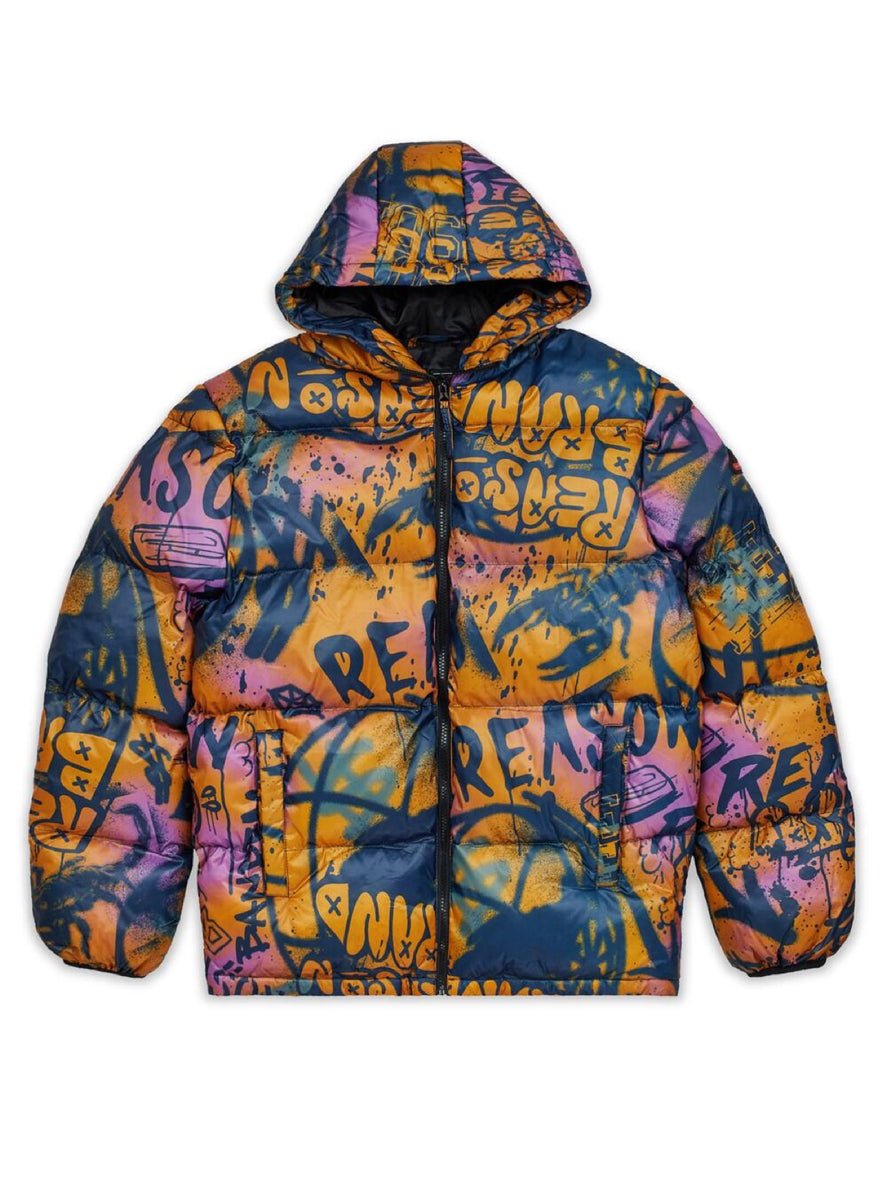 Reason Jacket - Graffiti Puffer - Brown - RCP-08 – Vengeance78