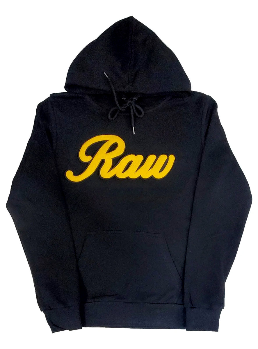 Rawyalty Hoodie - Raw Cursive - Black With Yellow – Vengeance78
