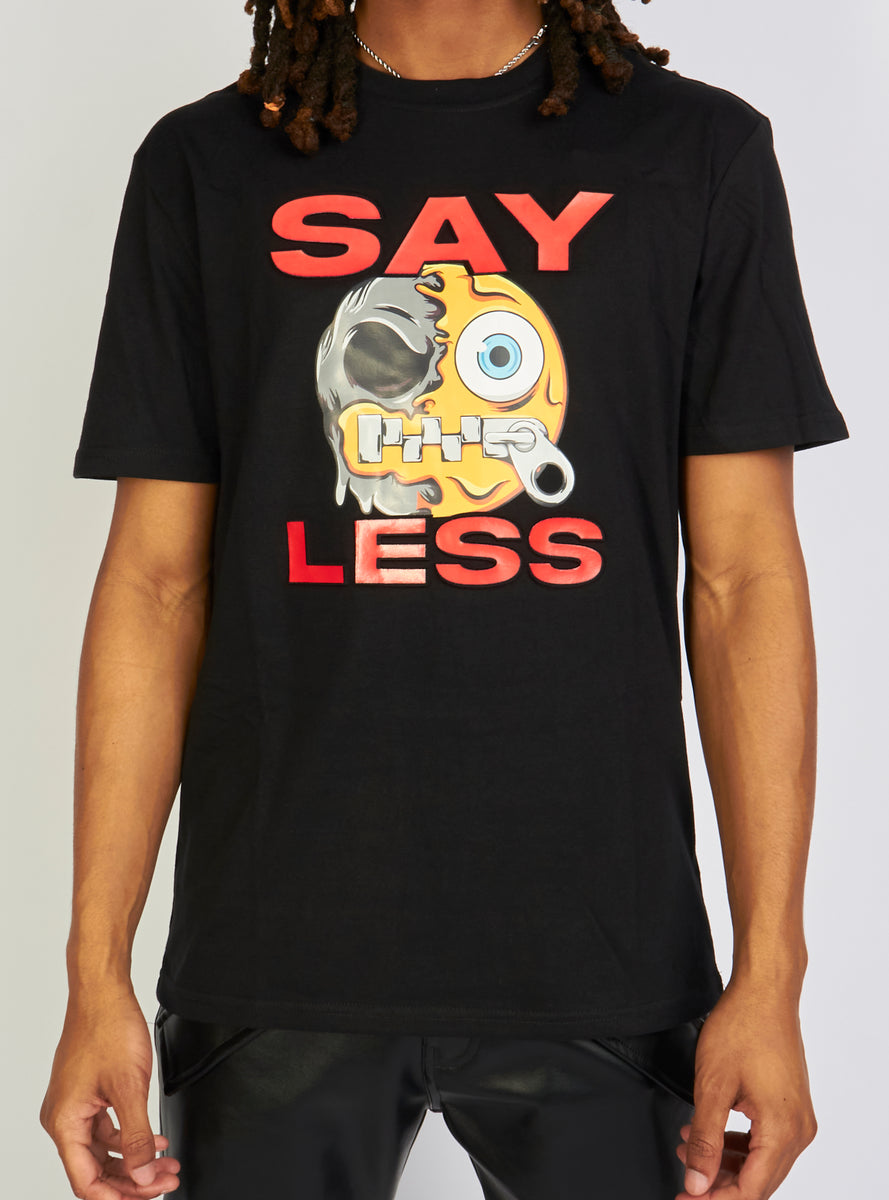 Black Pike T-Shirt - Say Less Smiley - Black - BS3054 – Vengeance78